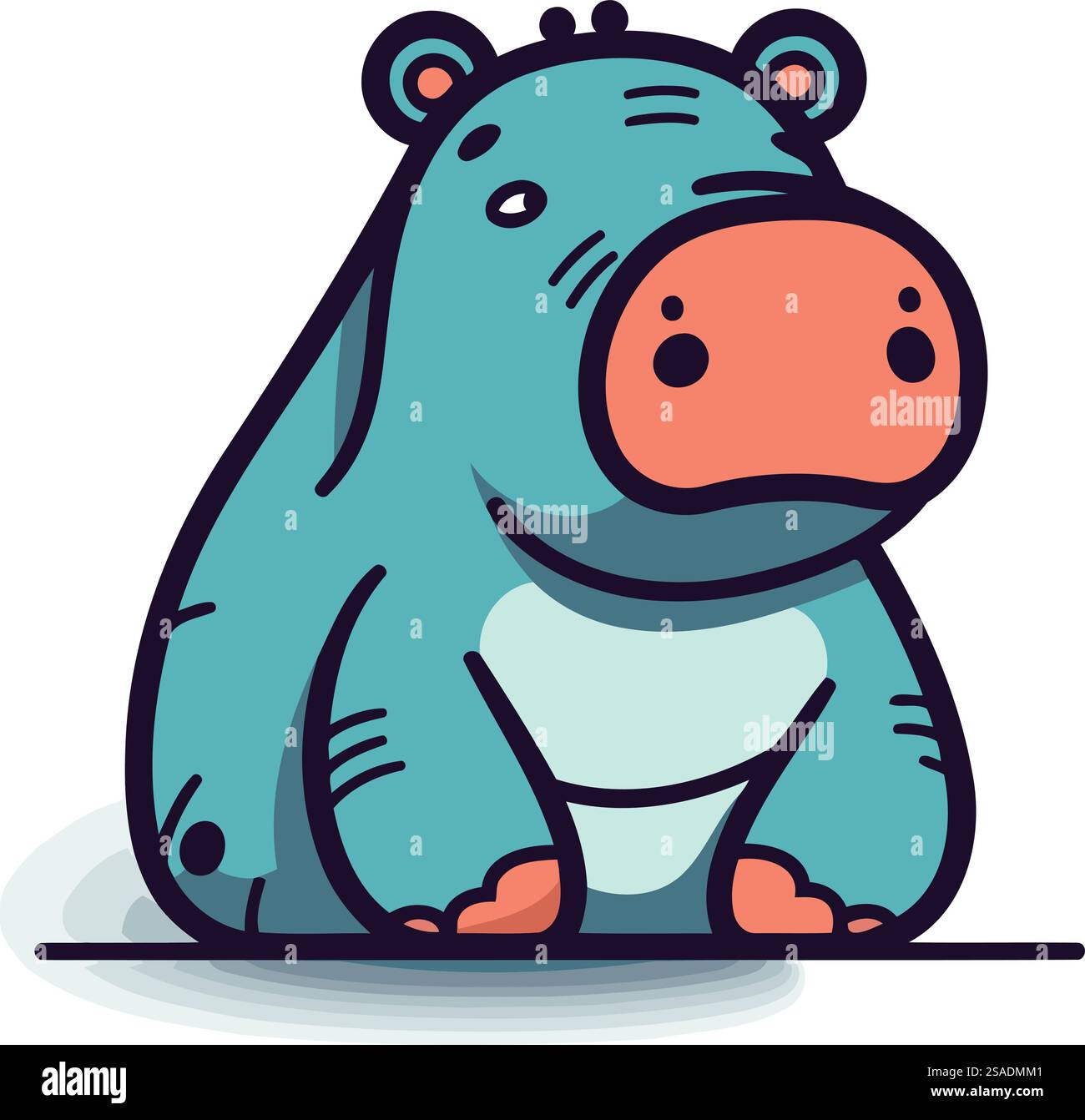 Cute hippopotamus. Vector illustration in flat cartoon style Stock ...