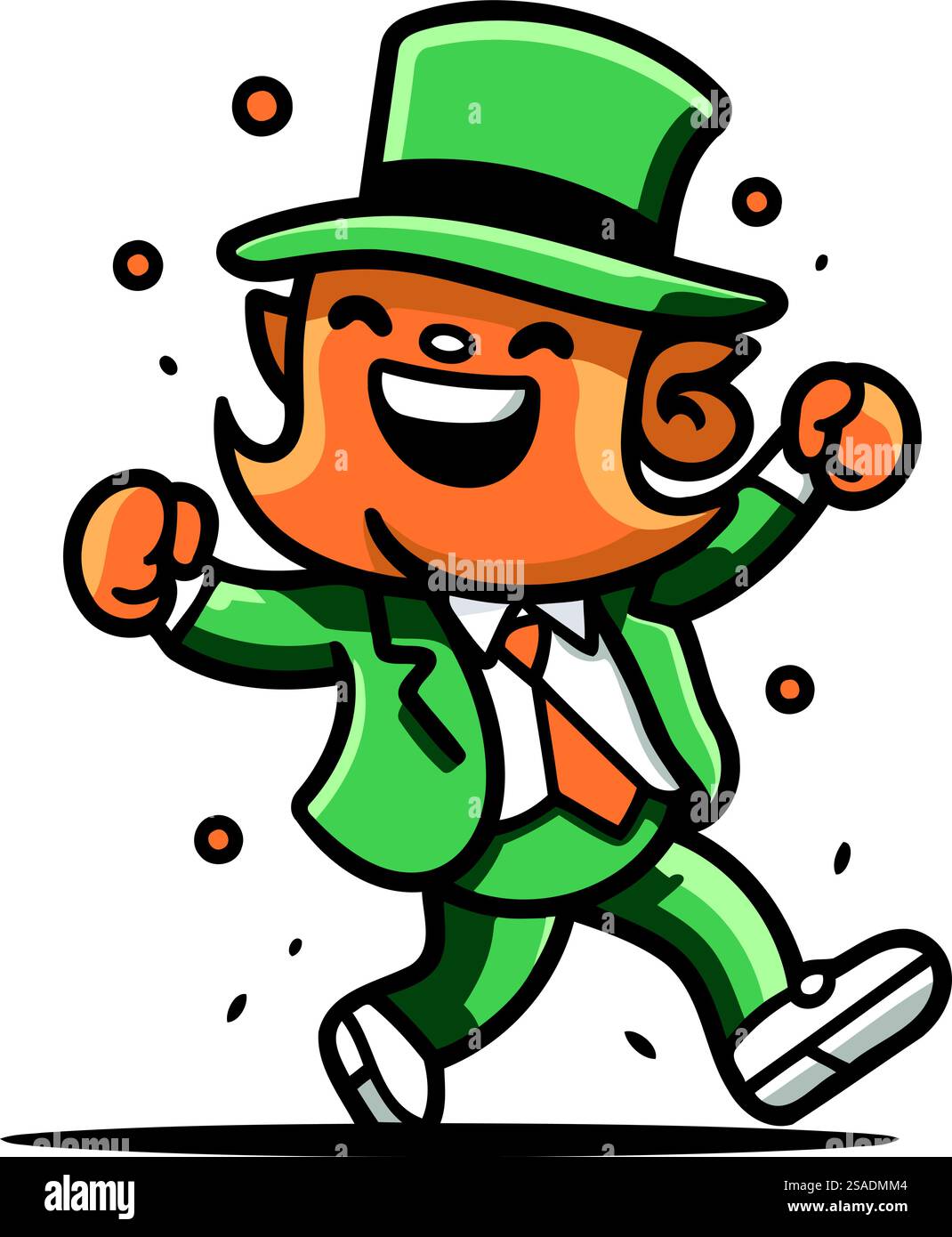 Cartoon happy leprechaun running and smiling. Vector illustration Stock ...