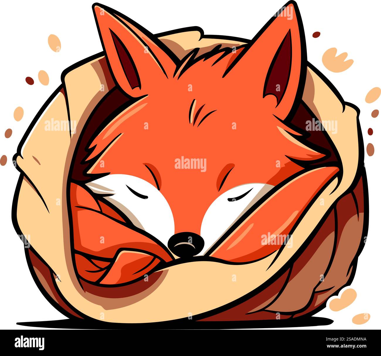 Cute fox sleeping in a bag. Vector illustration in cartoon style Stock ...