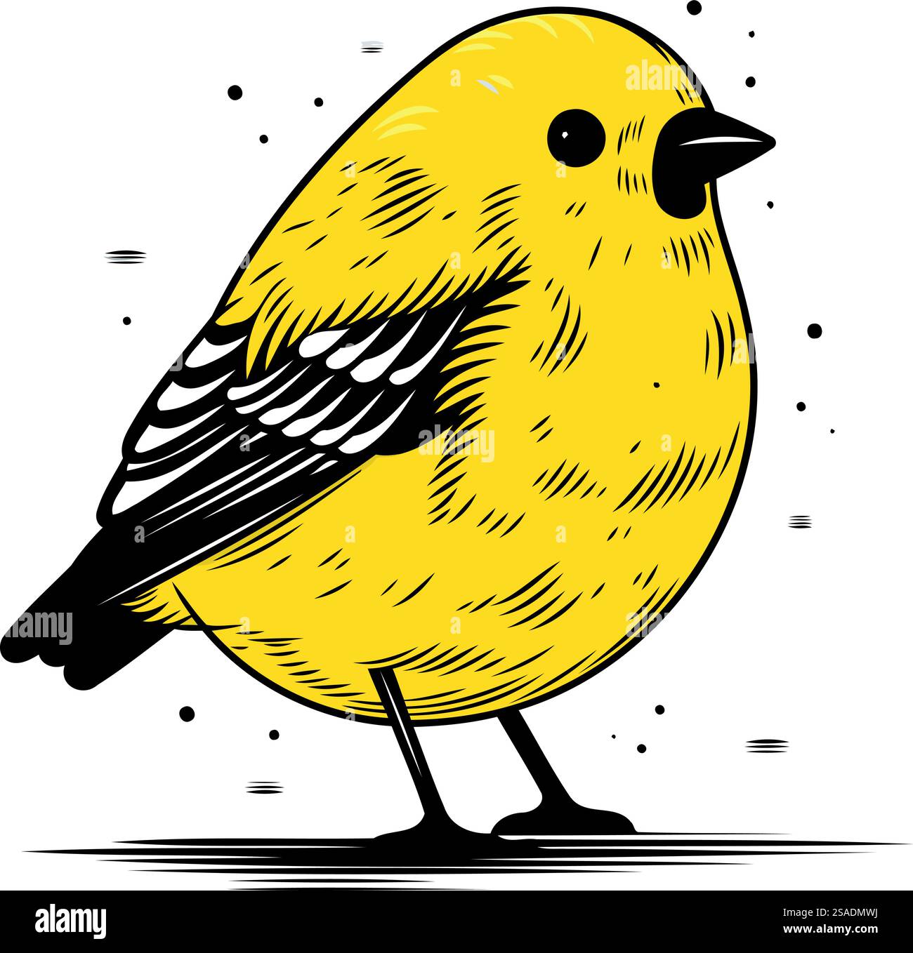 Vector illustration of a cute little yellow bird on a white background ...