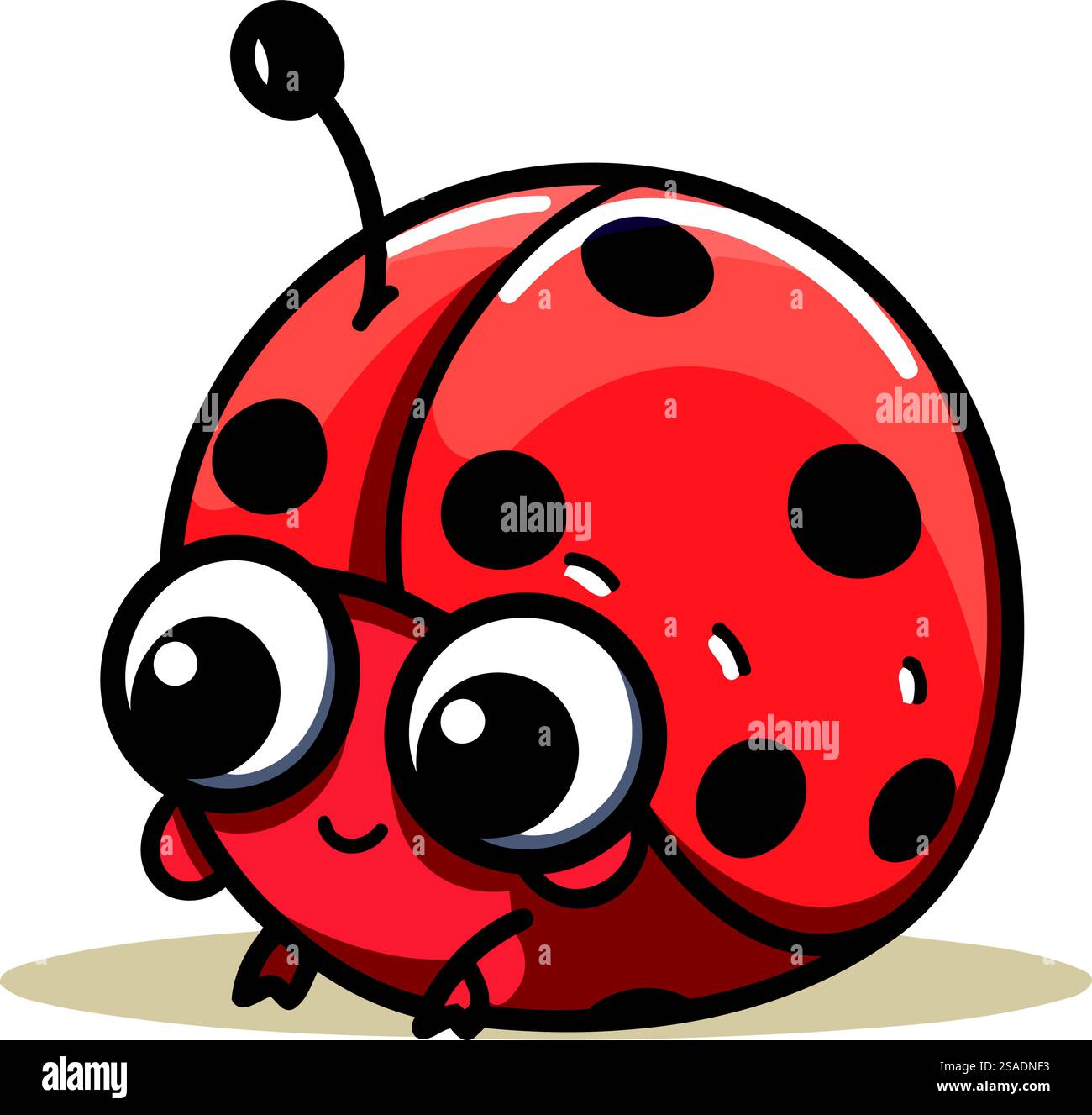 Cute cartoon ladybug with big eyes. Vector illustration isolated on ...