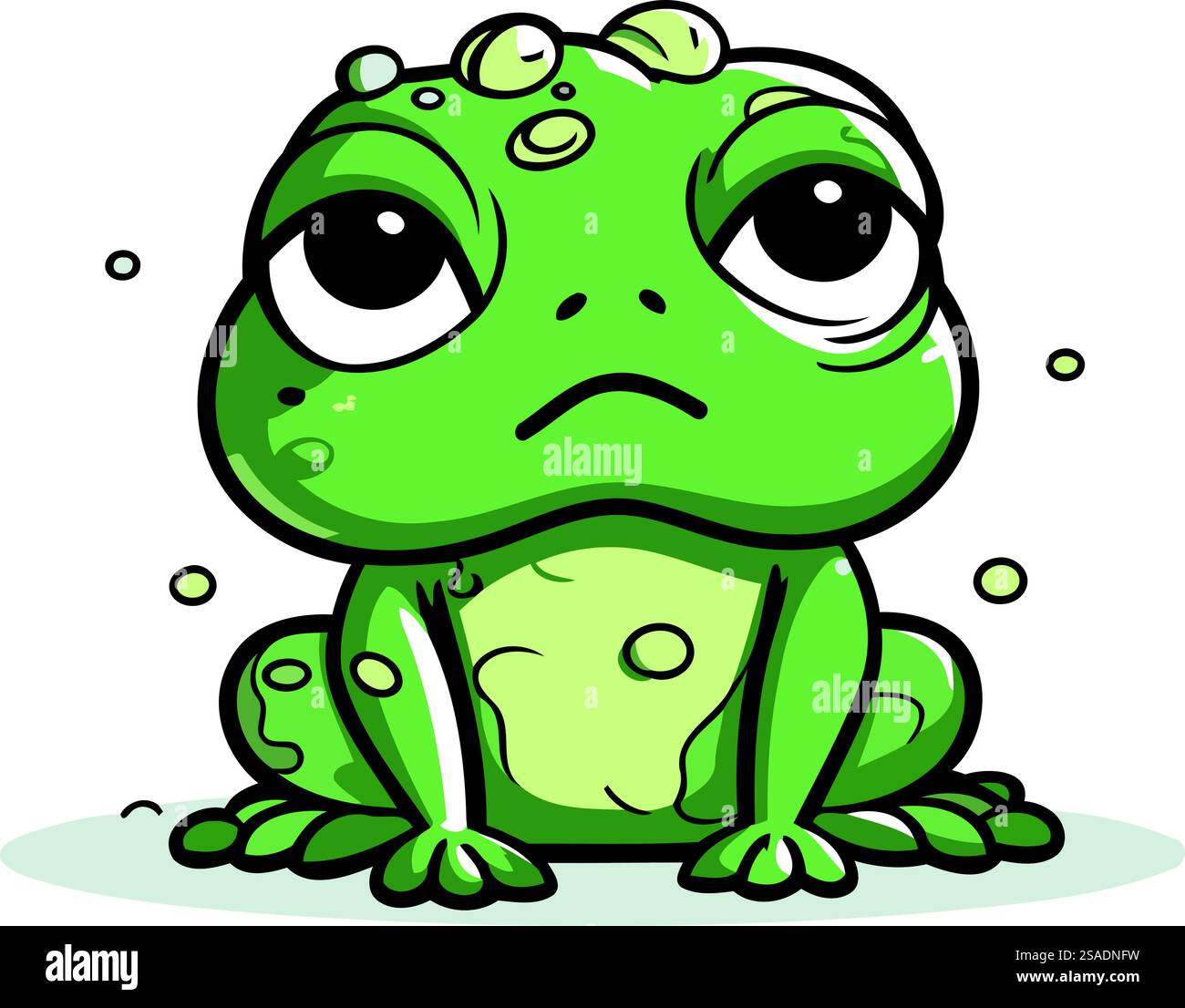 Cute cartoon frog with sad expression. Vector illustration isolated on ...