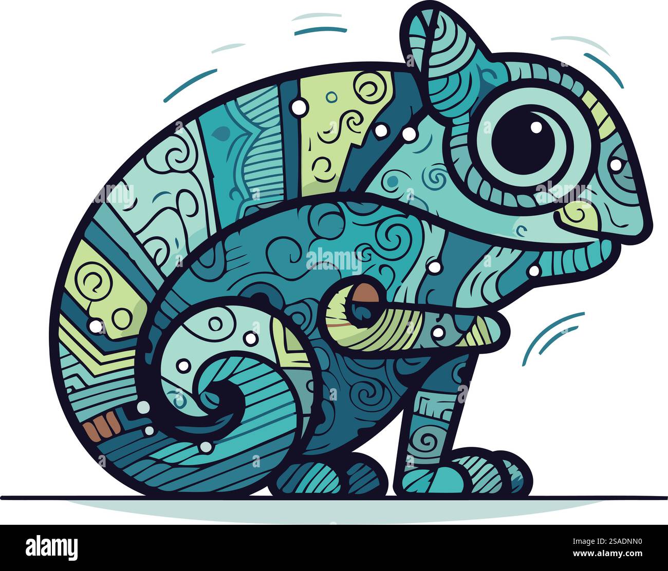 Zentangle cute chameleon. Hand drawn vector illustration Stock Vector ...