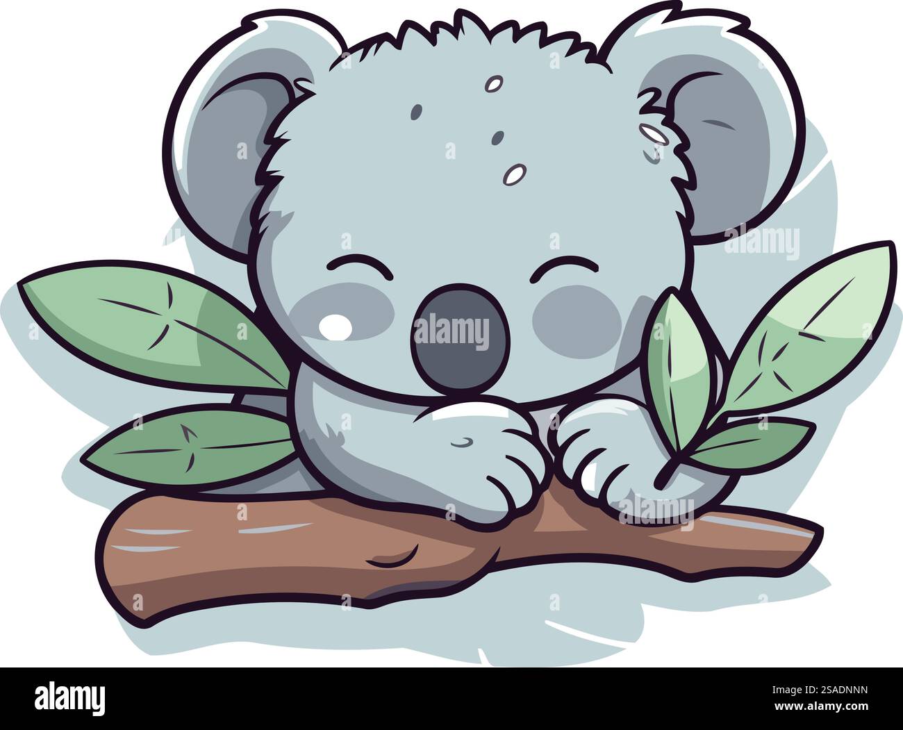 Cute cartoon koala sleeping on a branch. Vector illustration Stock ...