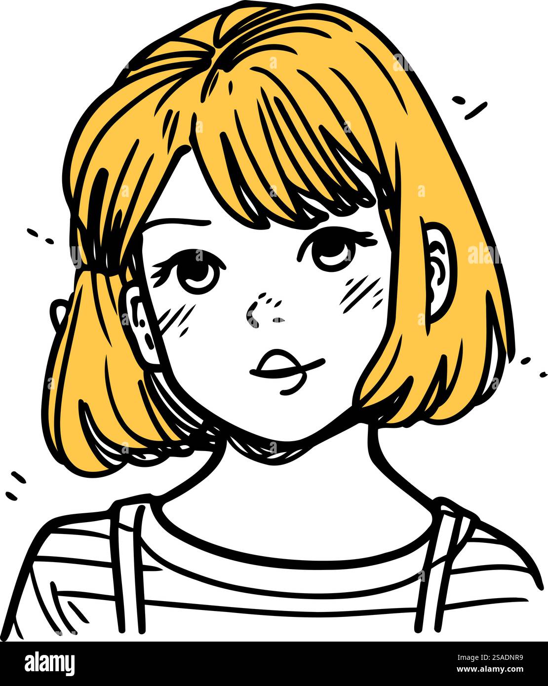 cartoon womans face with short hair. Vector illustration of a girls ...