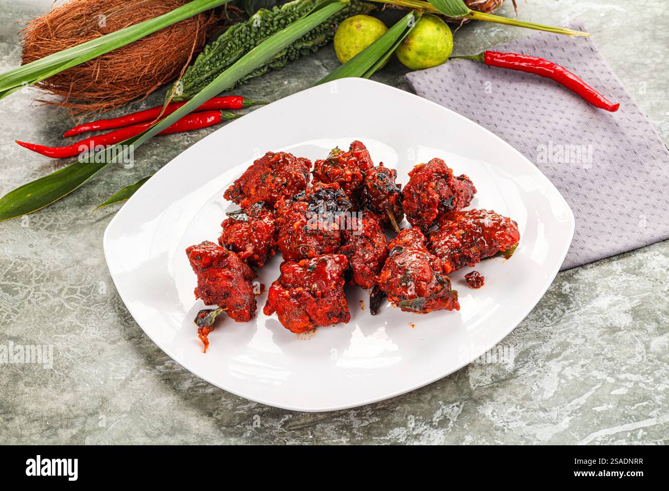 Indian cuisene - tandoori spicy Chicken 65 Stock Photo - Alamy