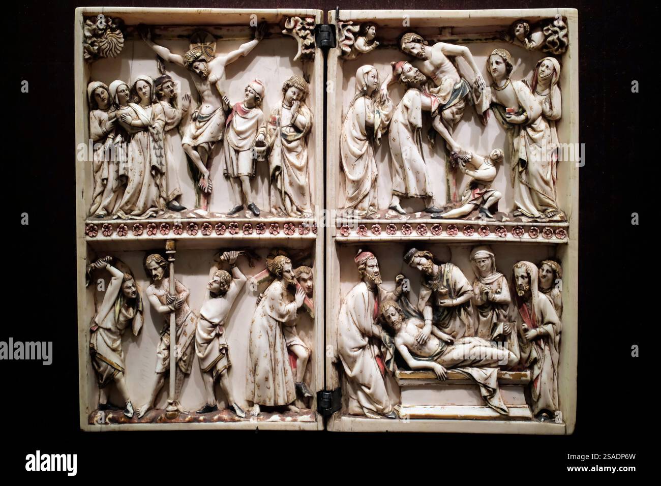 Calouste Gulbenkian Museum. Diptych with scenes from the the crucifixion, Deposition and ...