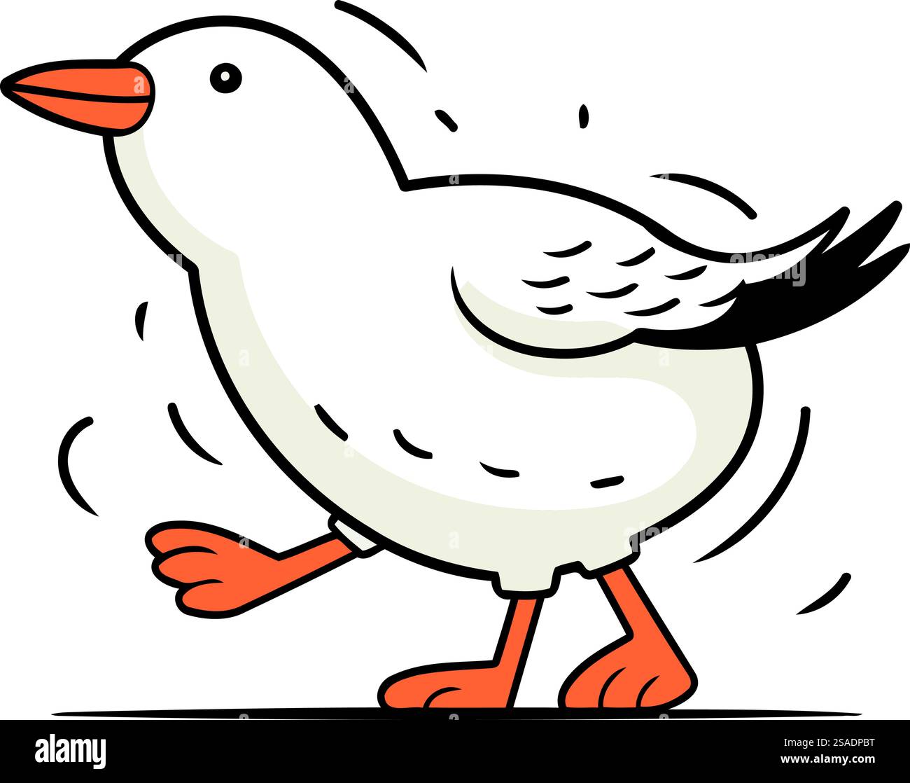Vector illustration of a cute cartoon seagull. Isolated on white ...