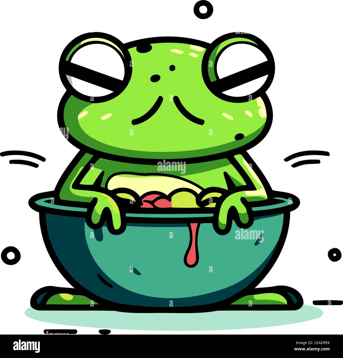 Frog in a pot. Vector illustration of funny frog in a pot Stock Vector ...