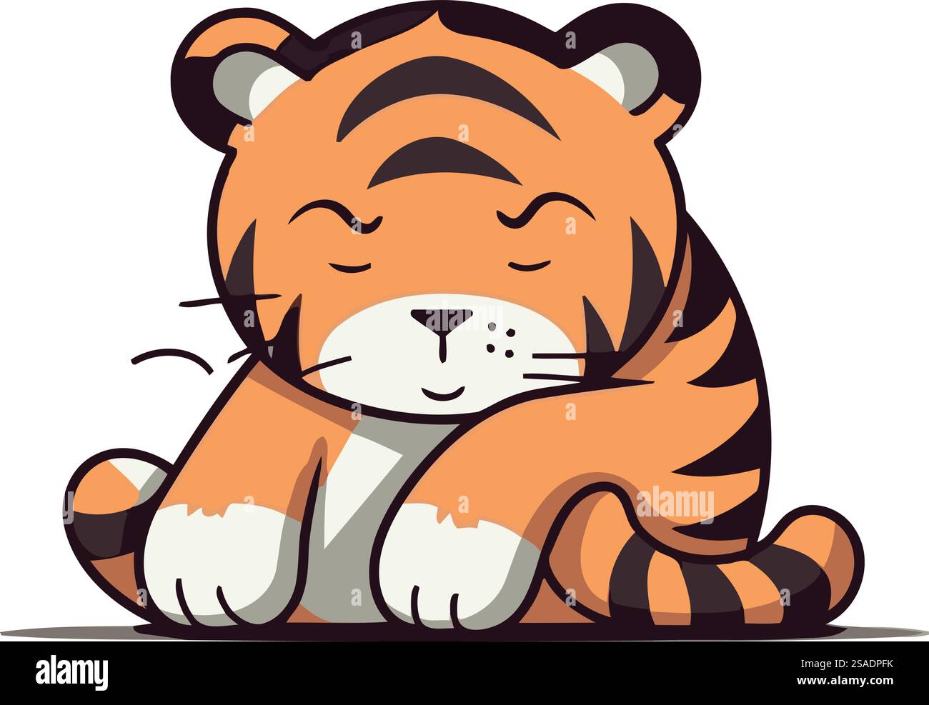 Cartoon tiger sleeping. Vector illustration. Isolated on white ...
