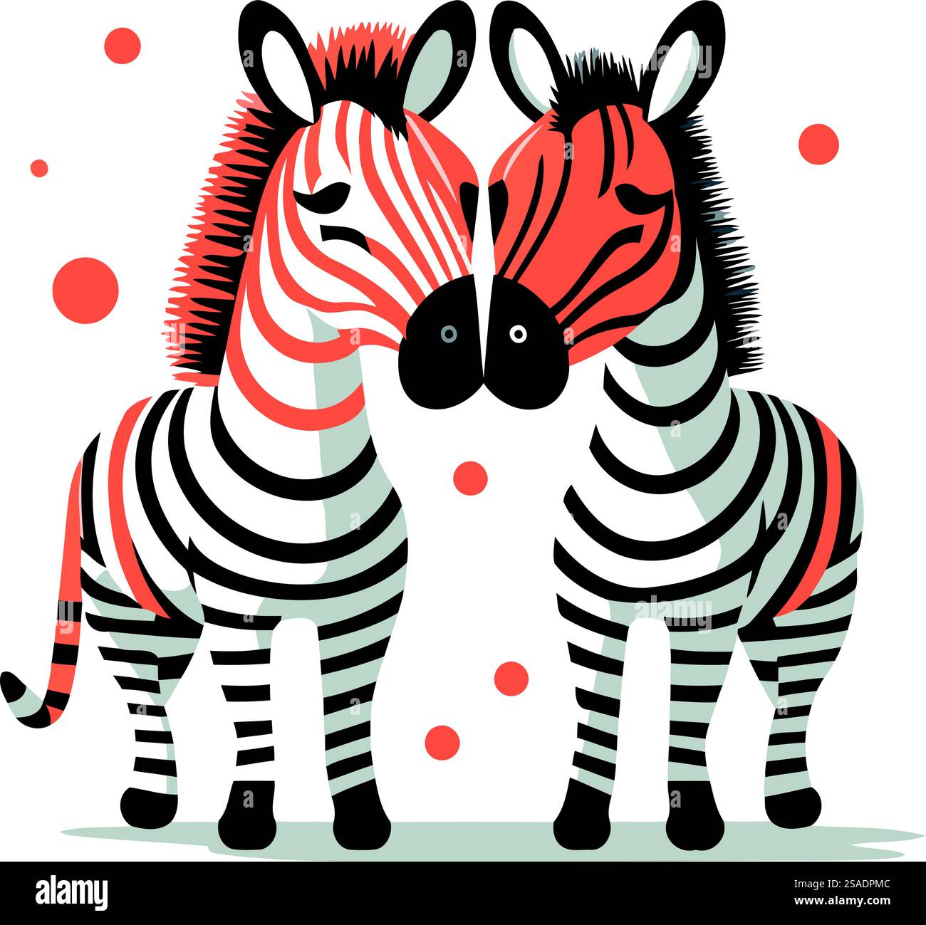 Zebra couple. Vector illustration in flat style. Isolated on white ...