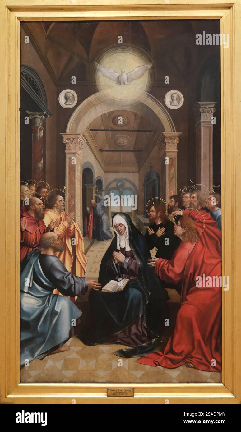 National Museum of Ancient Art. The pentecost. 16th century. Oil on oak panel. Lisbon workshop ...