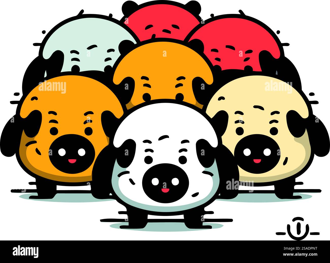 Cute panda family. Vector illustration of cute pandas Stock Vector ...