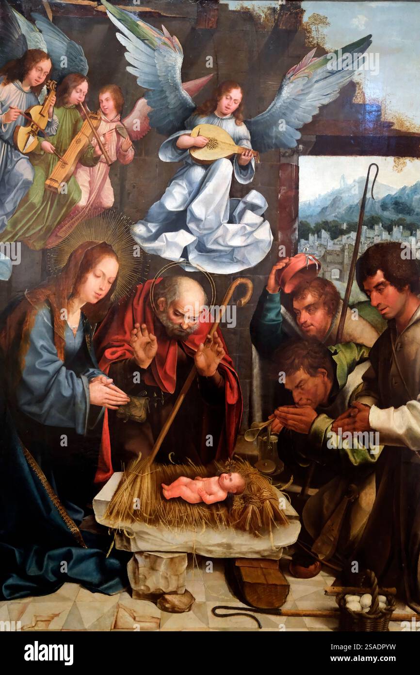 National Museum of Ancient Art. Altarpiece of Sao Francesco de Evora. Nativity. The adoration of ...