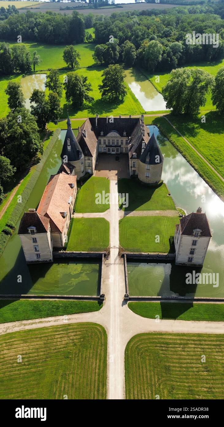 drone photo Commarin castle france europe Stock Photo - Alamy