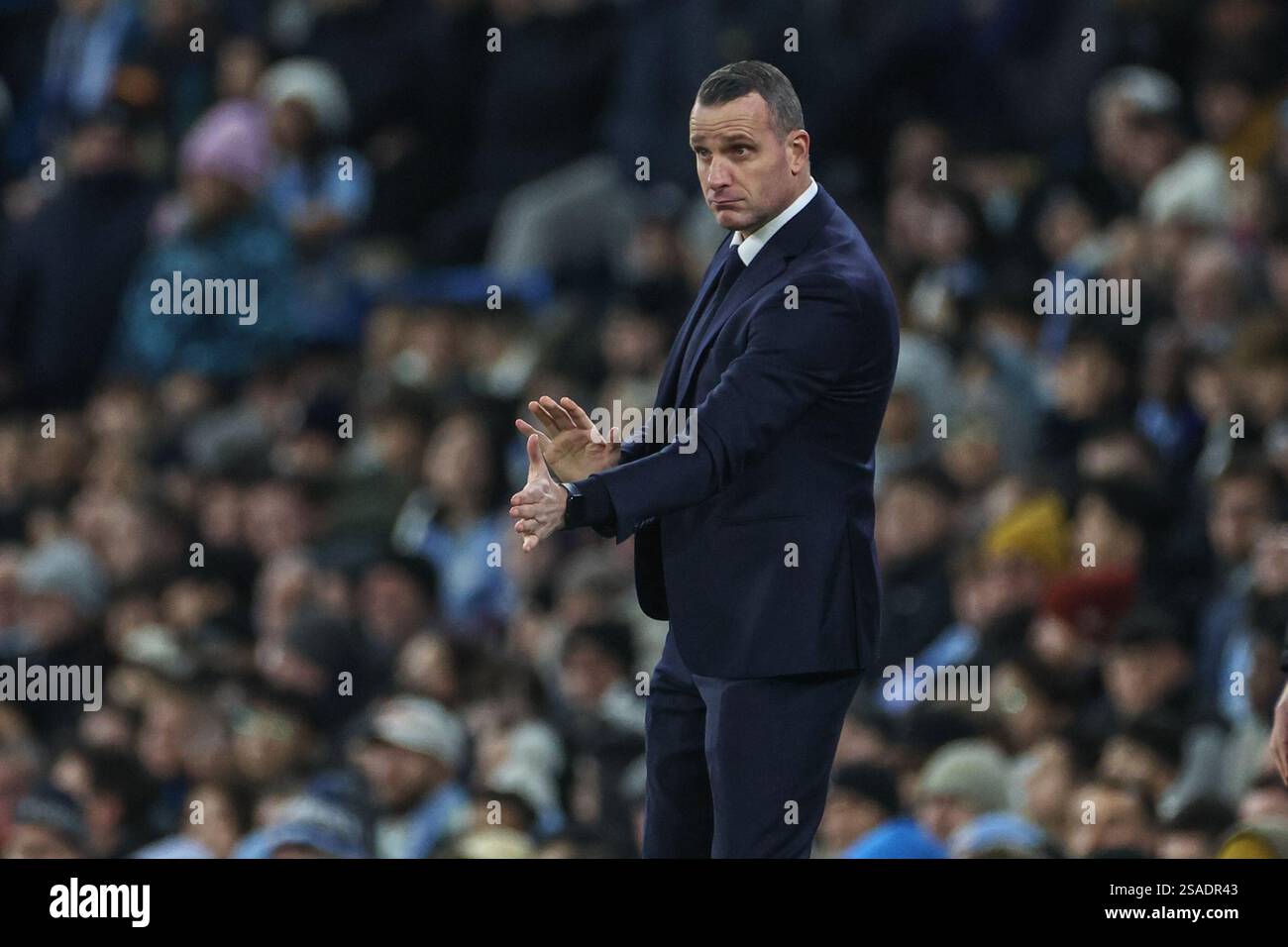 Manchester, UK. 29th Jan, 2025. Nicky Hayen manager of Club Brugge ...