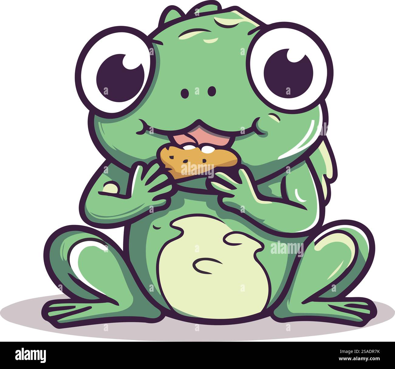 Frog with cookie. Cute cartoon character. Vector illustration Stock ...