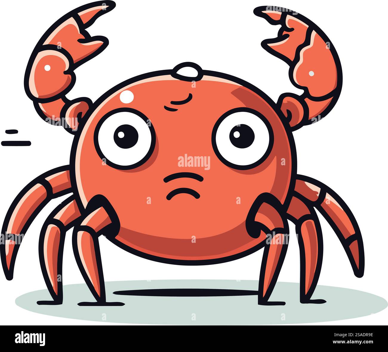 Crab with sad face. Cute cartoon character. Vector illustration Stock ...