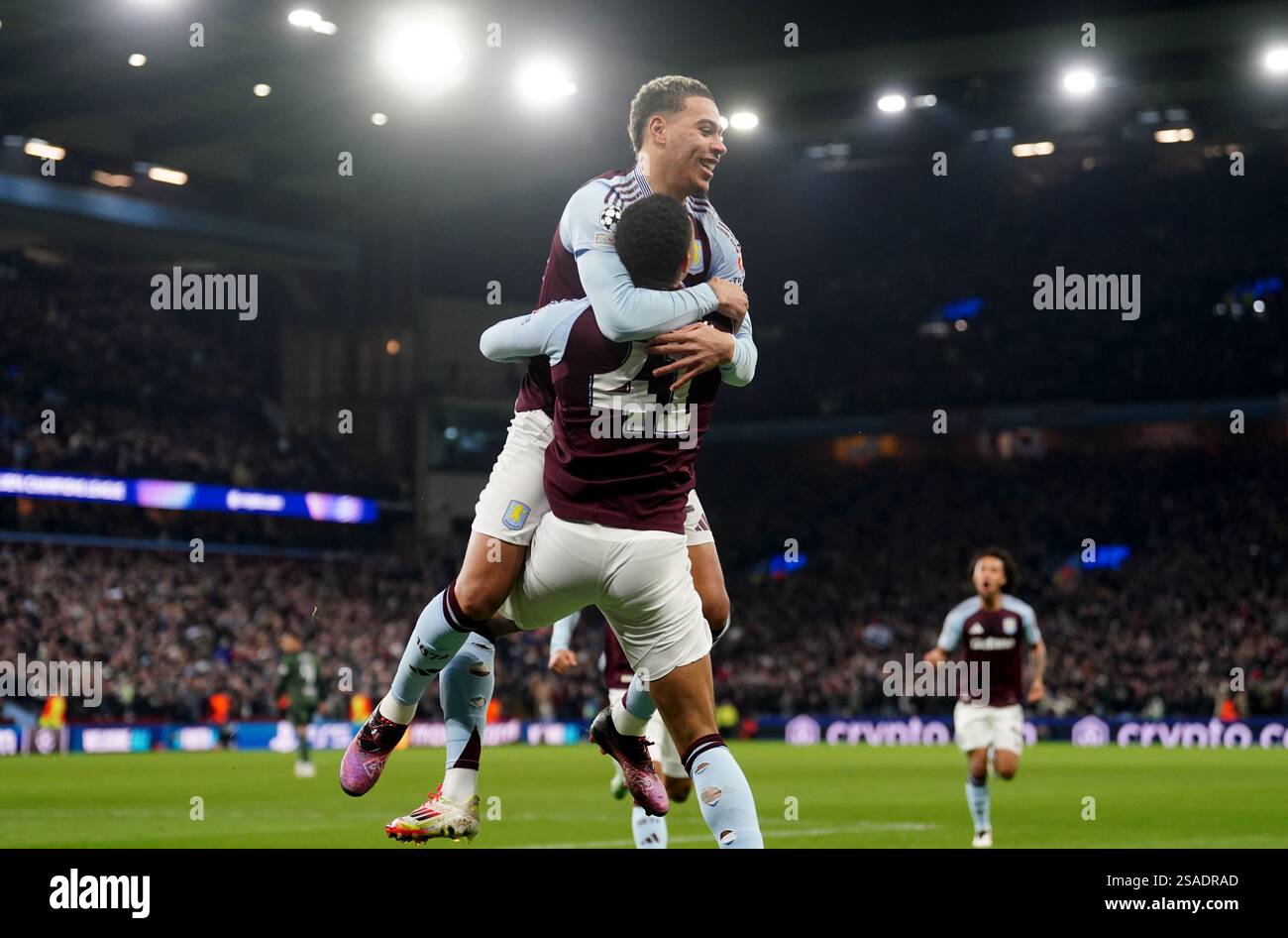 Aston Villa's Morgan Rogers celebrates scoring their side's first goal ...