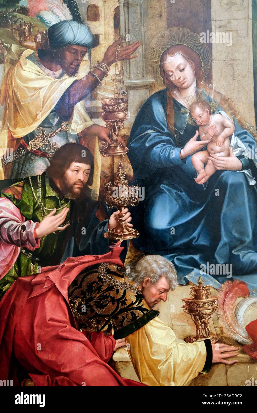 National Museum of Ancient Art. The adoration of the Magi. Altarpiece of Santos o Novo. Gregorio ...