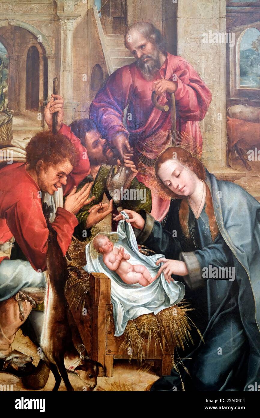 National Museum of Ancient Art. The adoration of the Shepherds. Altarpiece of Santos o Novo ...