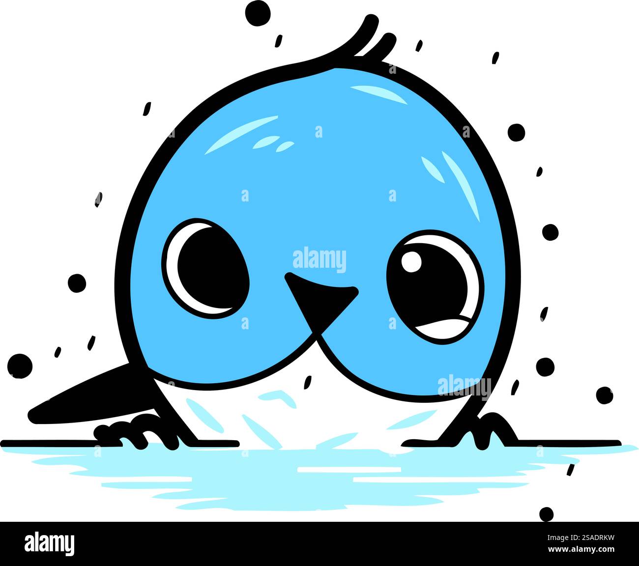 Cute blue penguin. Vector illustration isolated on white background ...