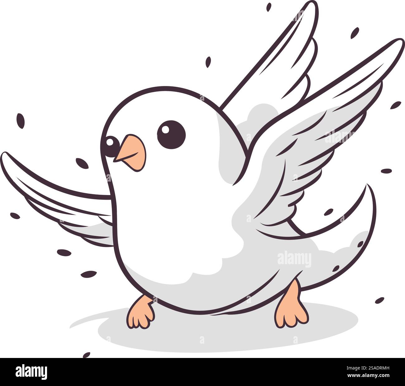 Cute white dove with wings. Vector illustration on white background ...