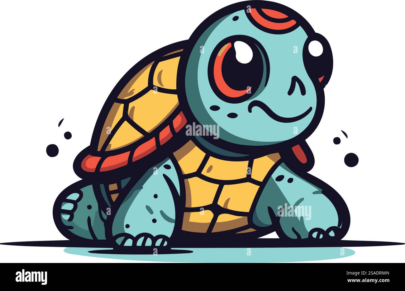 Cute cartoon turtle. Vector illustration of a cute little turtle Stock ...