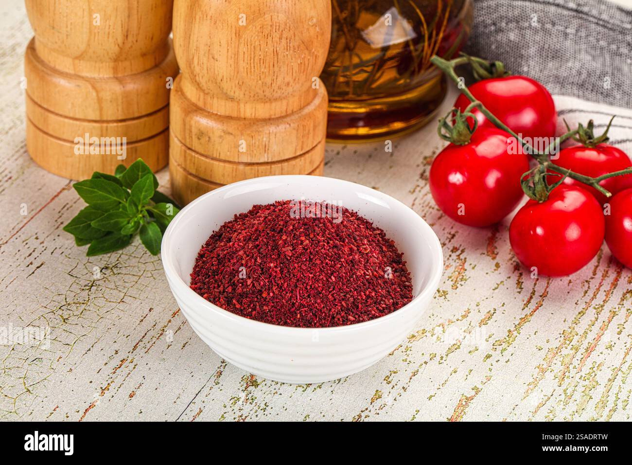 Natural organic Sumah powder for culinary in the bowl Stock Photo - Alamy