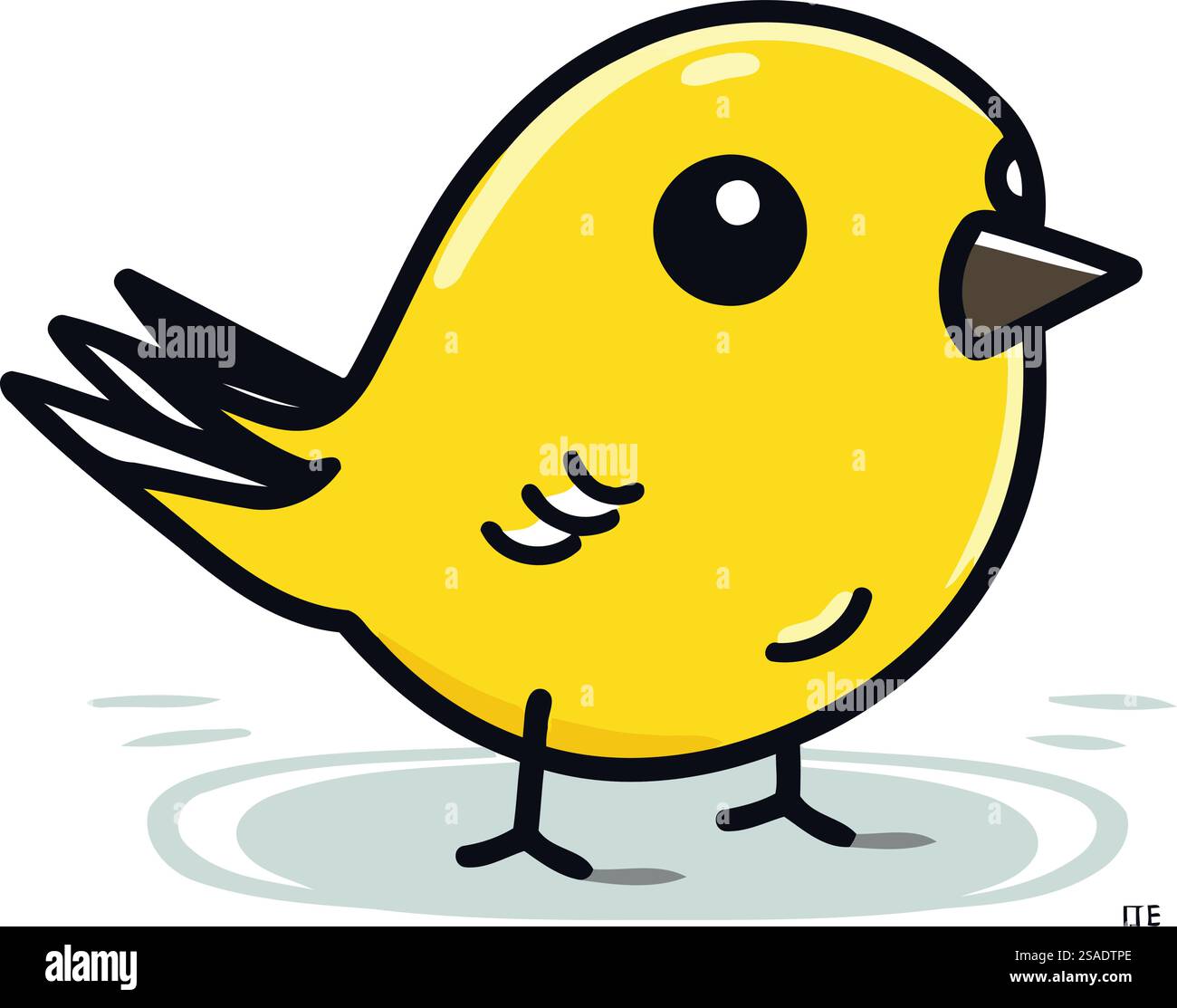 Cute little yellow bird on ice. Vector illustration in cartoon style ...
