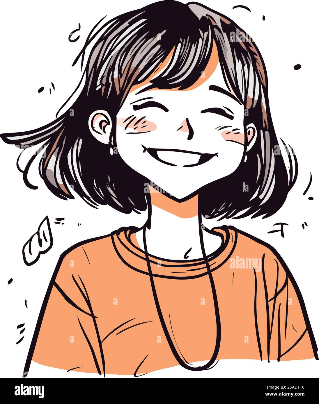 Vector illustration of a smiling girl with a smile on her face Stock ...