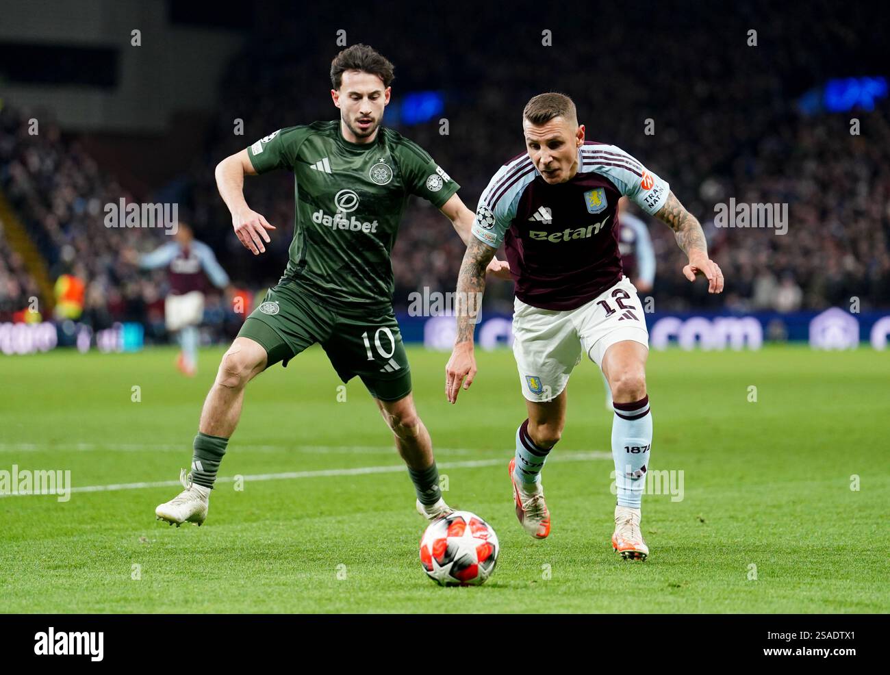 Aston Villa's Lucas Digne (right) and Celtic's Nicolas Kuhn (left ...