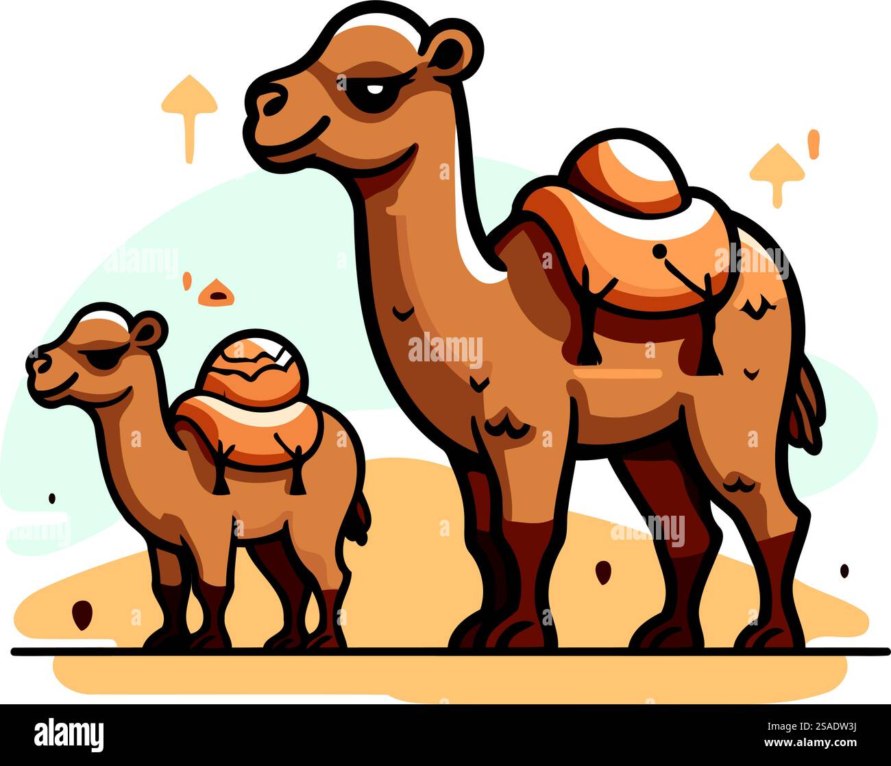 Camel and baby camel. Vector illustration in flat cartoon style Stock ...