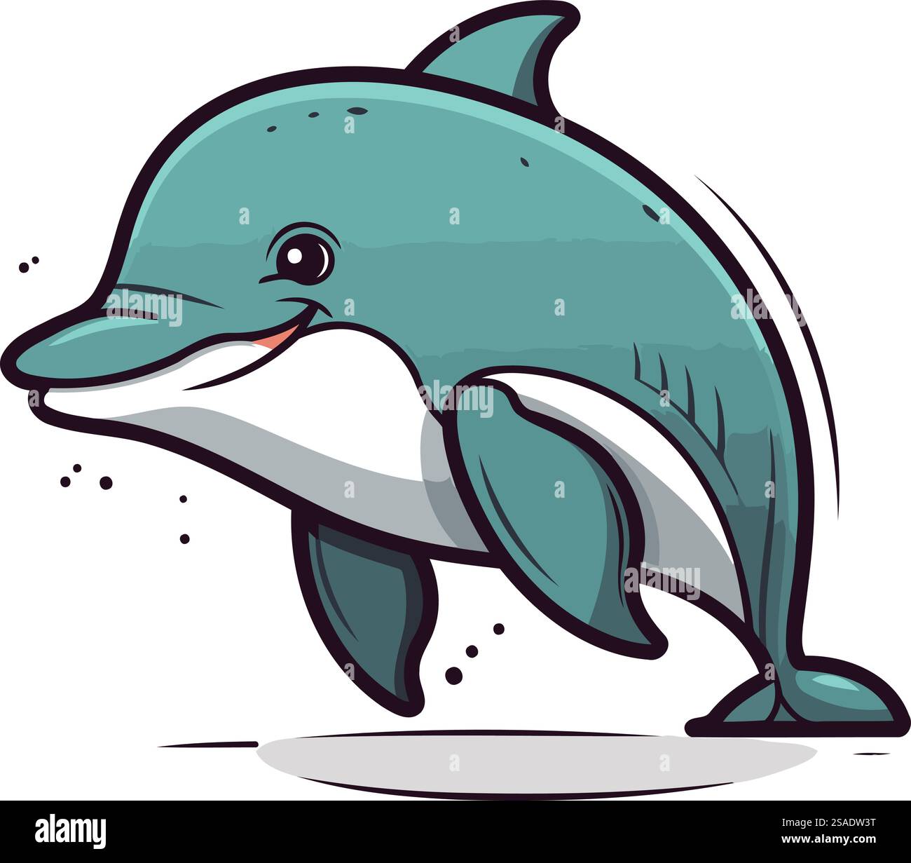 Cartoon dolphin. Vector illustration of a cute cartoon dolphin isolated ...