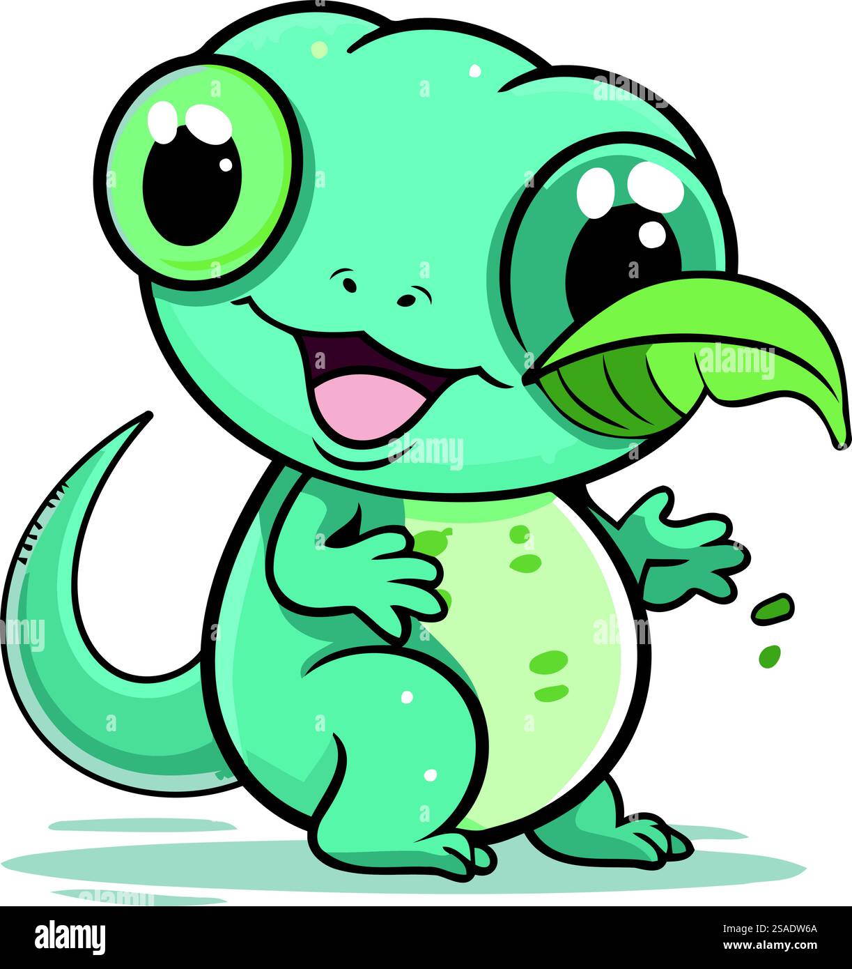 Cute cartoon little lizard. Vector illustration isolated on white ...