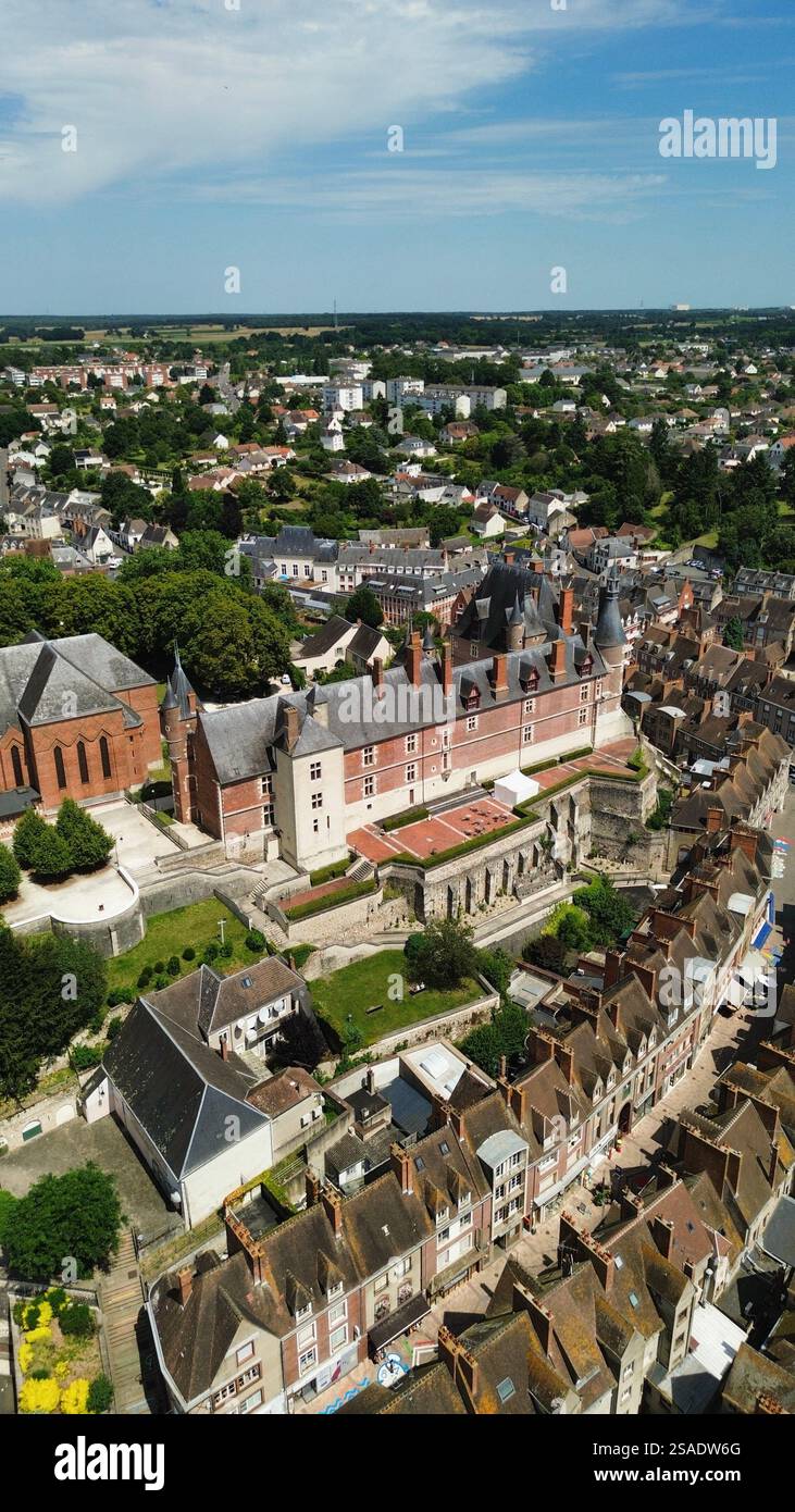 drone photo Gien castle france europe Stock Photo - Alamy