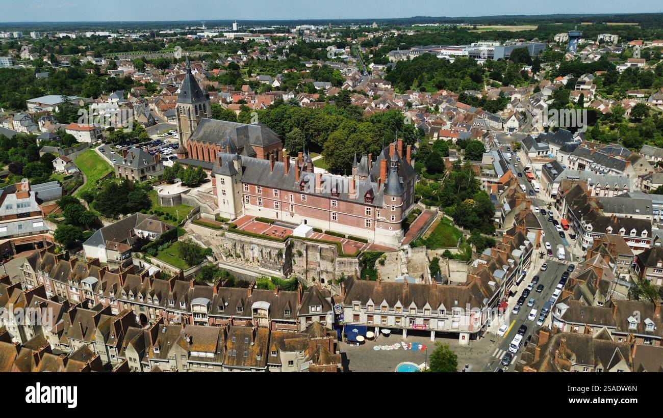 drone photo Gien castle france europe Stock Photo - Alamy