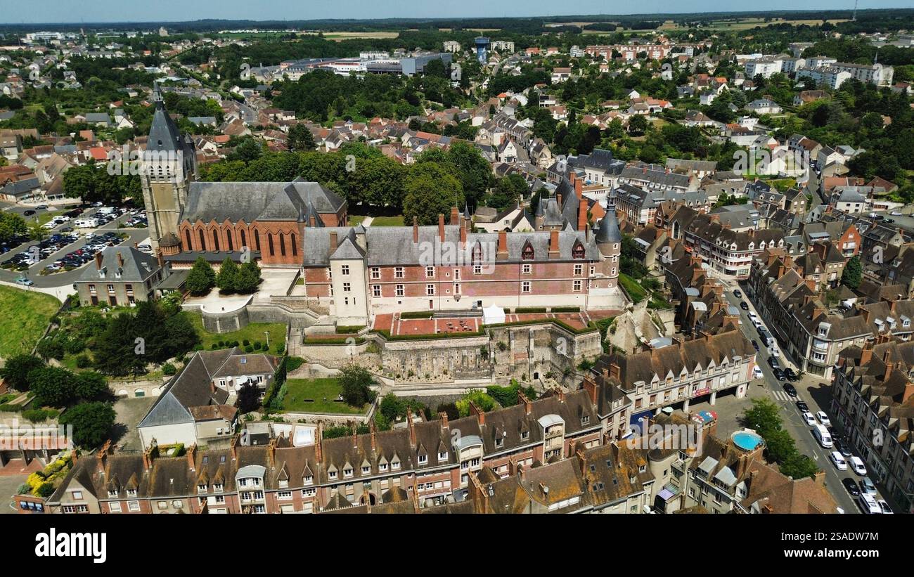 drone photo Gien castle france europe Stock Photo - Alamy