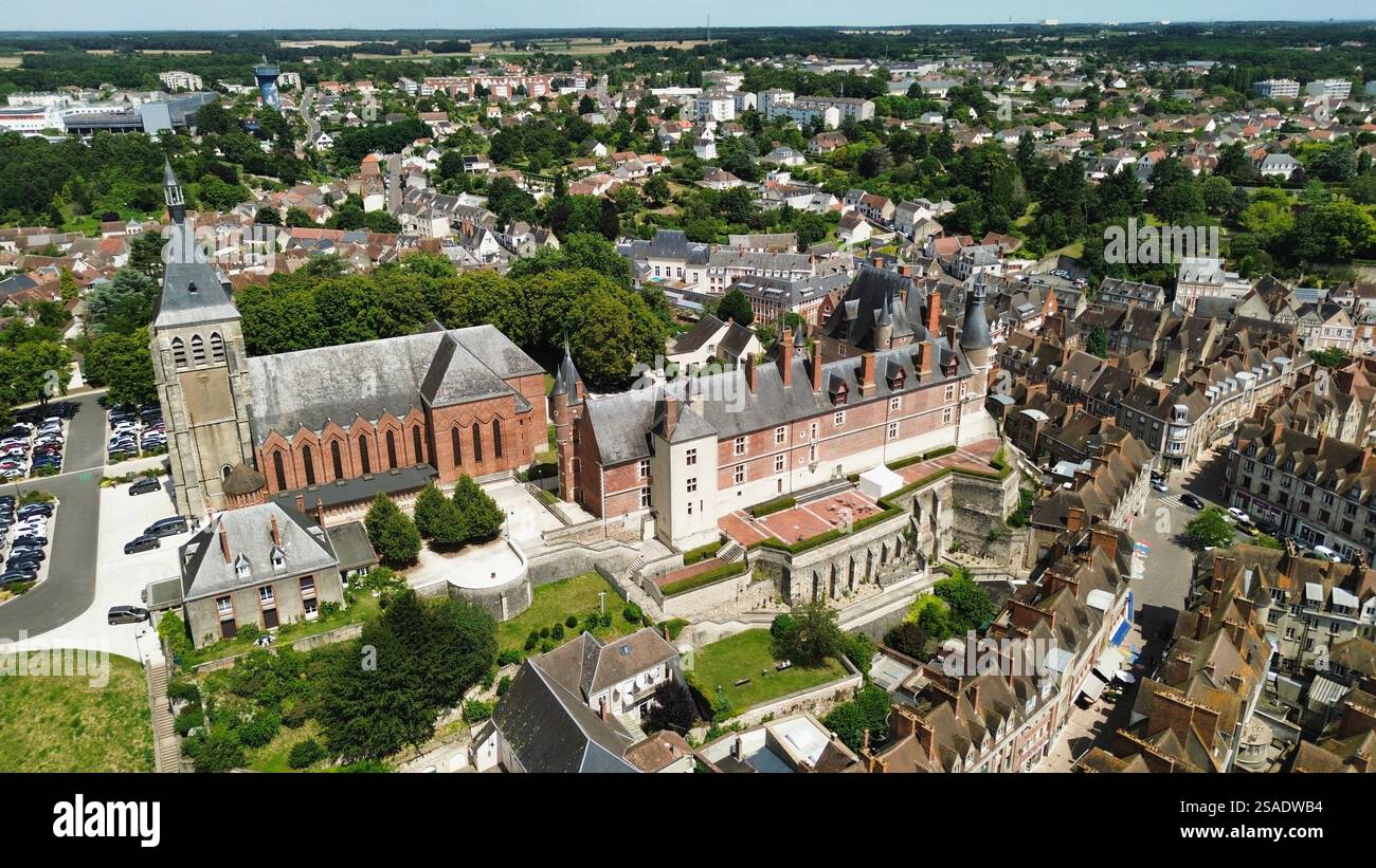 drone photo Gien castle france europe Stock Photo - Alamy