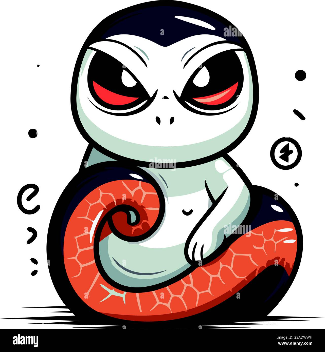 Cute cartoon snake. Vector illustration. Isolated on white background ...