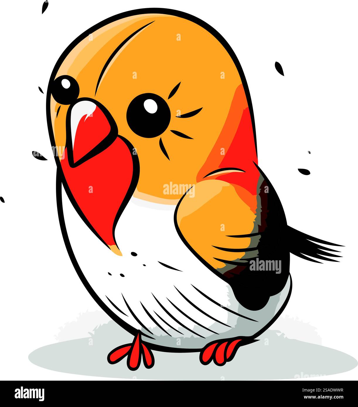 Vector illustration of cute cartoon red finch on white background Stock ...