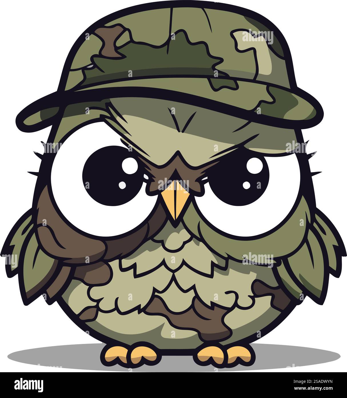 Owl in Army Hat Cartoon Mascot Character Vector Illustration Stock ...