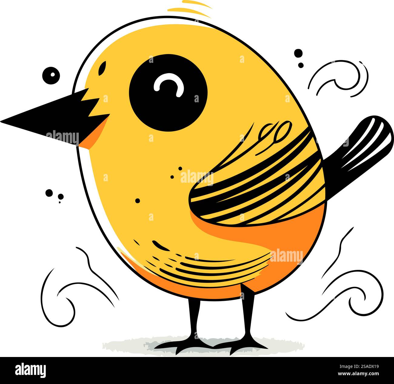 Vector illustration of cute little bird. Hand drawn doodle style Stock ...