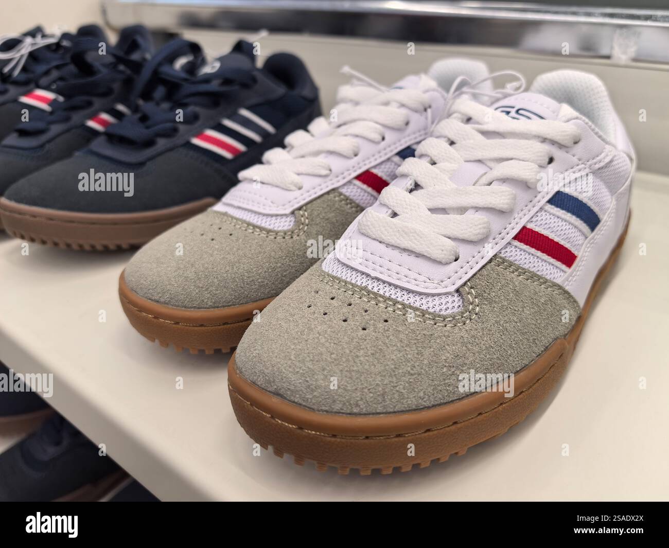 Bobruisk, Belarus - 26 January 2025: Sleek athletic footwear arranged ...