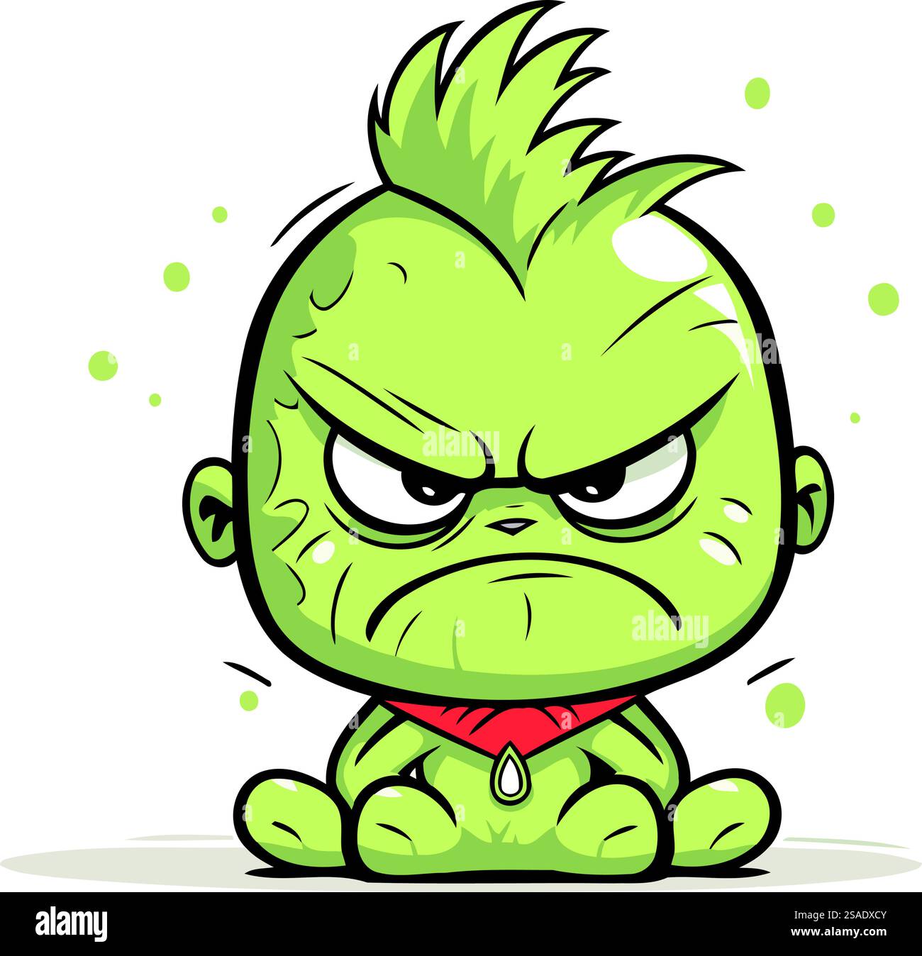 Angry cartoon green monster. Vector illustration isolated on white ...