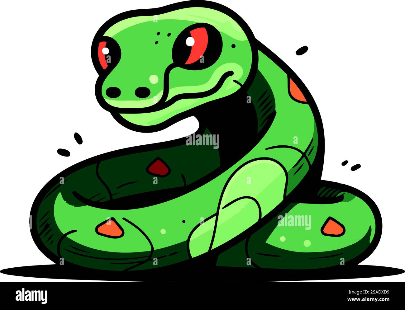 Cartoon green snake. Vector illustration isolated on a white background ...