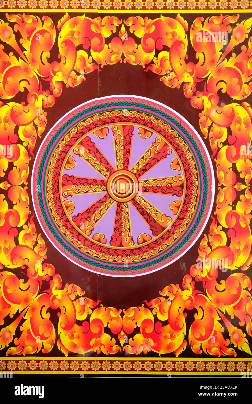 Monivongsa Bopharam pagoda. The dharma wheel, or dharmachakra in ...