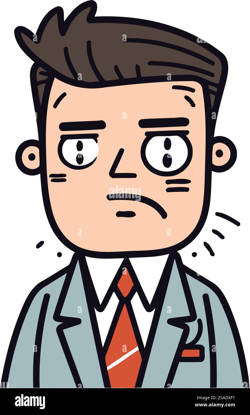 Businessman feeling sad and depressed. Vector illustration in cartoon ...