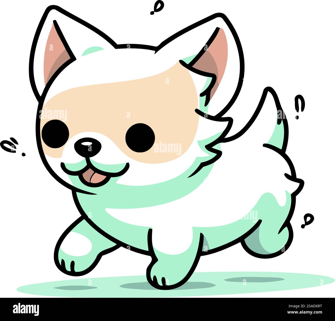 Cute cartoon welsh corgi dog running. Vector illustration Stock Vector ...