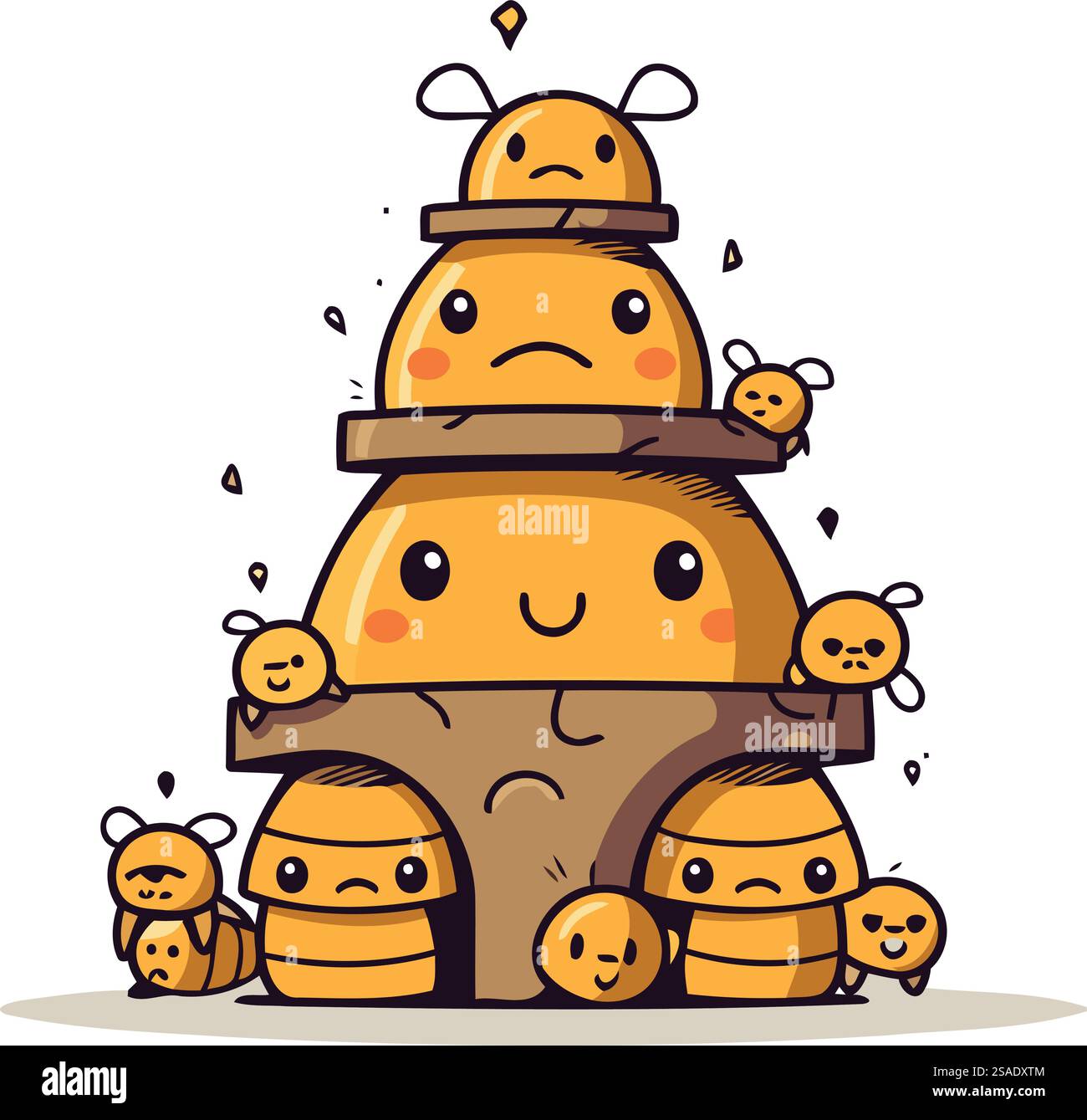 Illustration of a Cute Cartoon Honey Bee with Honey Cubes Stock Vector ...